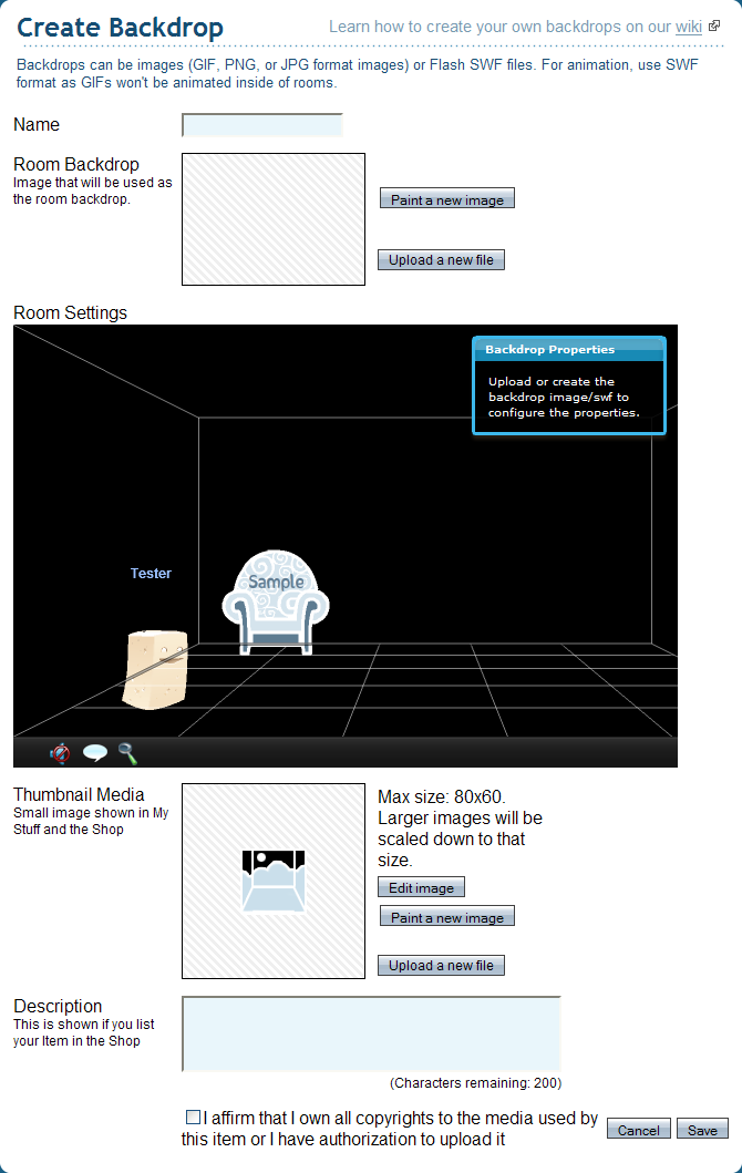 Create backdrops - Whirled Club Wiki